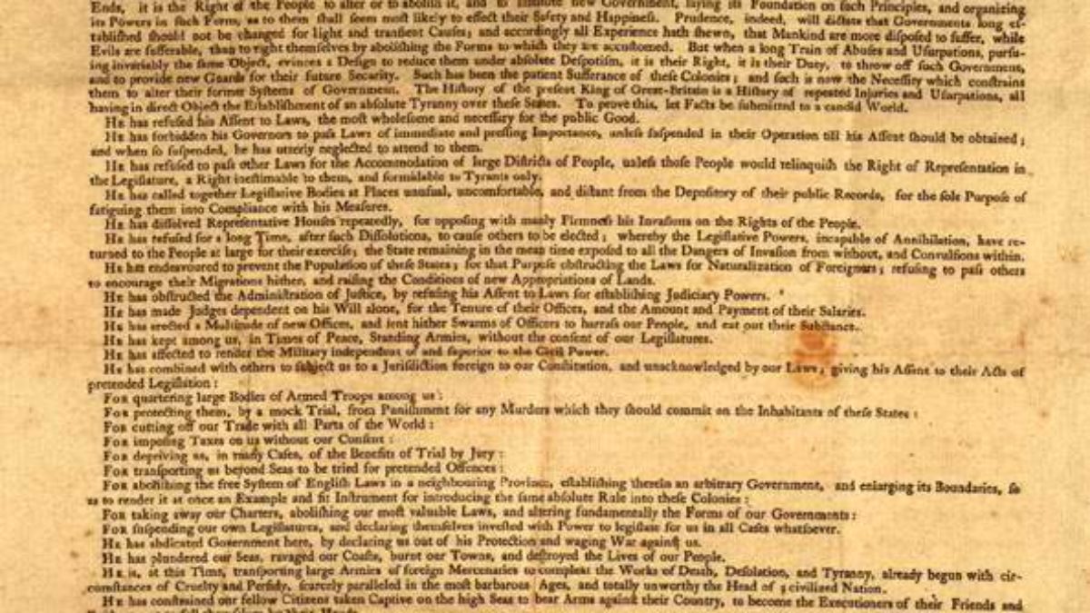 Declaration Of Independence Document Text